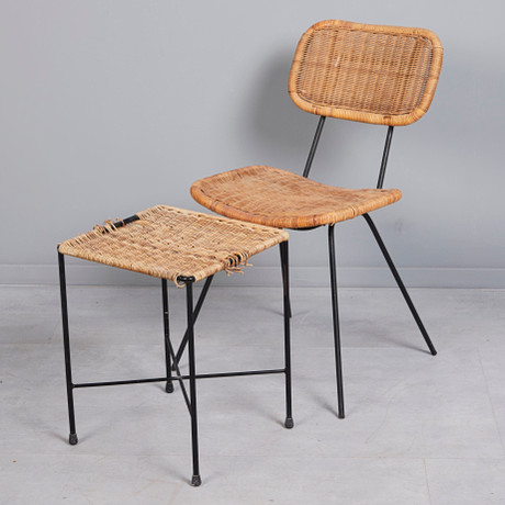 chair and stool, metal, rattan weave, 1960s, Germany (2). Furniture ...
