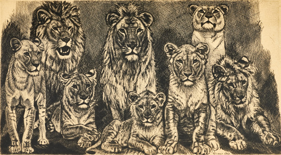 EDUARD WIIRALT (ESTLAND, 1898–1954). "Lõvid" (1949), signerad och ...