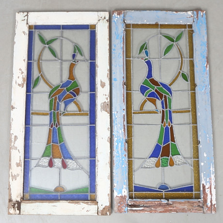 A set of two stained glass windows, Art Nouveau style, 20th century ...