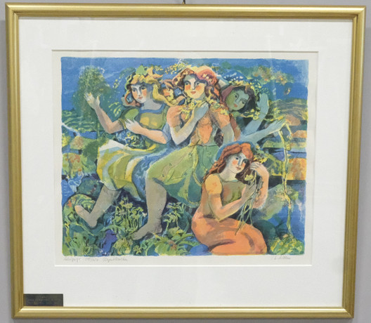 THORSTEIN RITTUN. LITHOGRAPHY. GIRLS AND FLOWERS. Art - Engravings ...