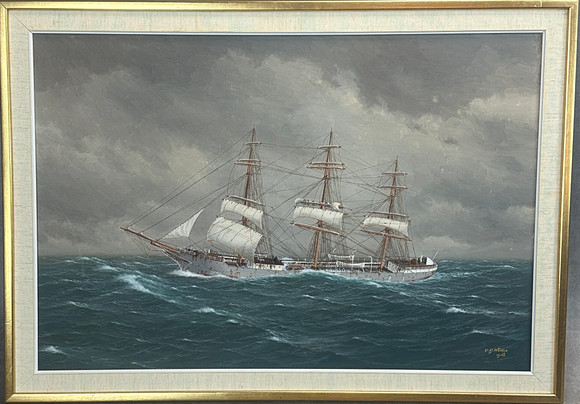 CARL GEORG WALLIN. Óleo sobre lienzo, aparejo completo en el mar ...