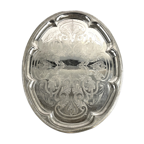 BRICKA, oval, metall. Silver & Metall - Övriga metallföremål - Auctionet