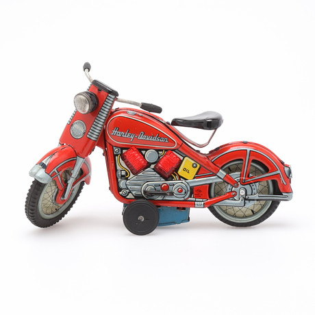 MOTORCYKEL, litograferad plåt, friktion, T.N, Japan, 1960-tal. Leksaker ...