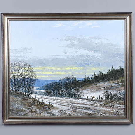 ULF ÅLUND (1948-). Es petróleo. Ciervos en los campos. Arte - Pintura ...