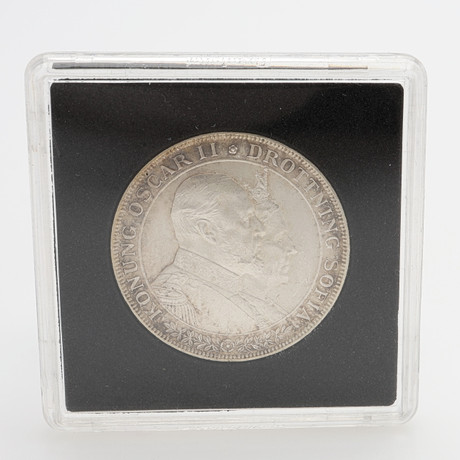 2 KR SILVER COIN GOLDEN WEDDING 1907, OSCAR II AND SOFIA. Coins, Medals ...