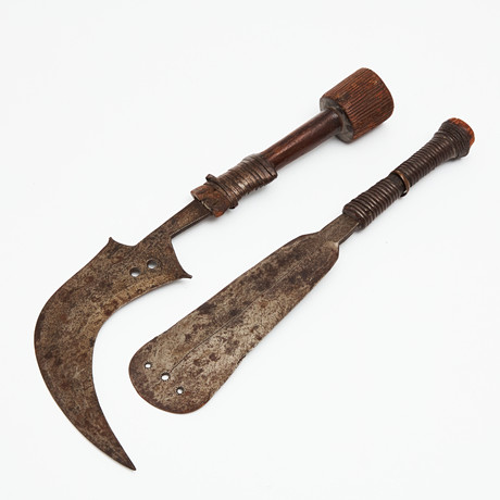 2 Trombash knives, Mangbetu and Yakoma, probably Ngbandi, Democratic ...