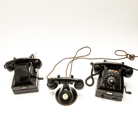 A set of 3 table phones, different models, including Western Electric ...
