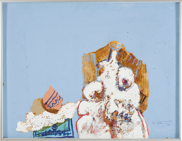 HENRI GUIBAL (b.1947) “La Dame a la nappe” collage/painting, signed and ...