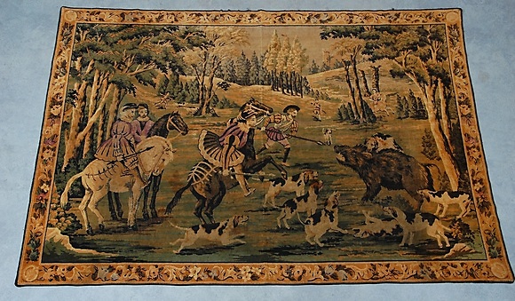 TAPESTRY, "Wild boar hunting" 1900s, 190 x 127 cm. Carpets & Textiles ...