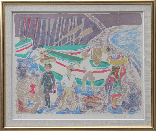 SIMONE DE DARDEL. Southern motif, lithograph in colours, numbered 33/ ...