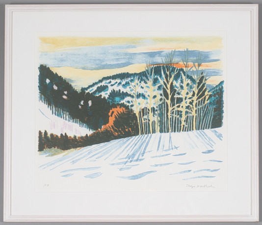 THAGE NORDHOLM. Tree shadows, lithograph in colours, signed sample ...