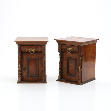 MINIATURE CABINETS, A COUPLE. Walnut. Neo-Renaissance, late 19th ...