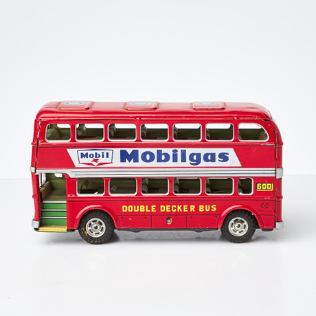 PLÅTBUSS. Shell & Mobilgas Double Decker Bus, Japan, 1950-60 tal ...