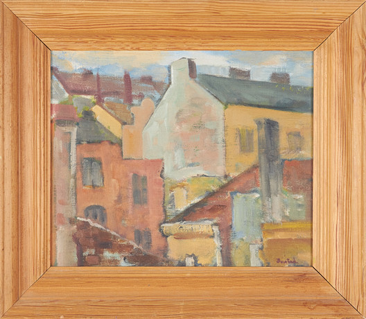 ALBERT BERNHARD ÖNSTAD. Motif from Bastugatan, oil on canvas set on ...