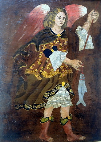 PAINTING, Archangel Raphael with fish, Spain, 17./18. century. Art ...