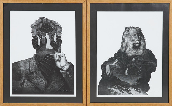 DAN HILLIER (1973-2024). 2 st, Cellar Door samt Lejon, serigrafier ...