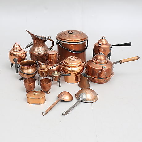 COPPER OBJECTS, 16 pcs, 19th/20th century. Silver & Metals - Pewter ...