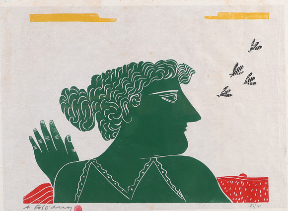 ALEXANDRE FASSIANOS. Figure composition, lithograph in colours, signed ...