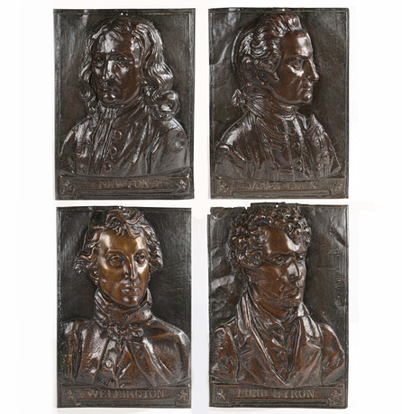 A SET OF FOUR COPPER PLAQUES DEPICTING IMPORTANT HISTORICAL FIGURES ...