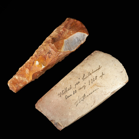 TWO STONE AXES, Neolithic Age, ca 3700-3200 BC, sharpened thin-edged ...