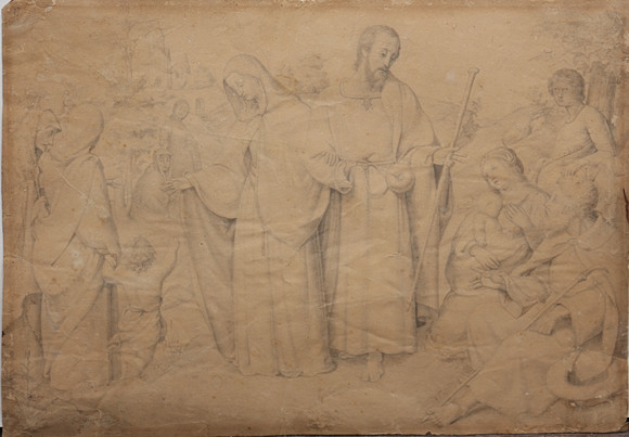 ERNST DEGER. Cristo y la Virgen impartiendo bendiciones. Arte - Dibujos ...