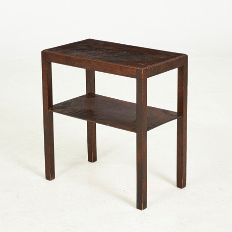 Side table, 1930s/40s, dark stained birch, with newspaper shelf ...