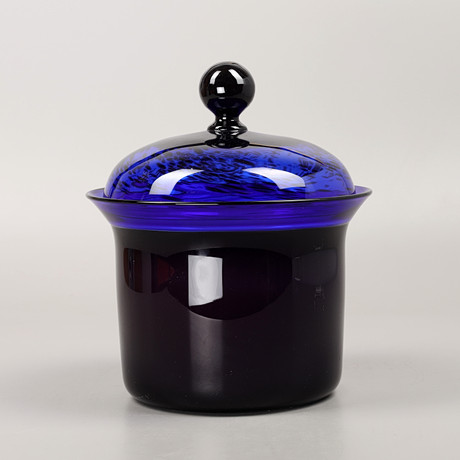 ÅSA RUNESSON. Burk med lock, glas, unik, Wilke Adolfssons studioglas ...