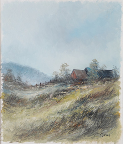 CARL JULIUS. Landscape with house, oil on canvas, signed C Julius. Art ...