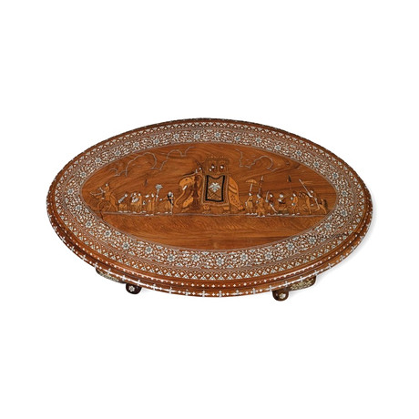 A 20th century Indian wooden coffee table with intarsia. Furniture ...