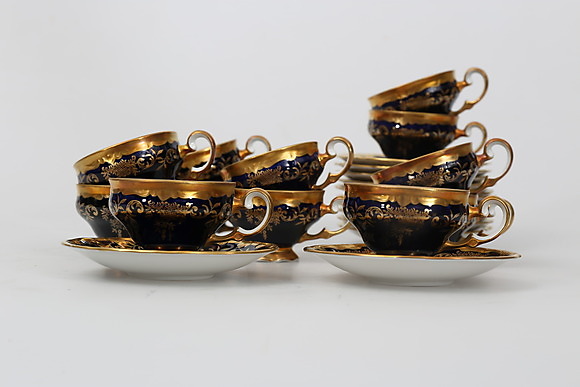 SUEDE SET, porcelain, 24 pieces, Echt Weimar Kobolt, Weimar. Ceramics ...