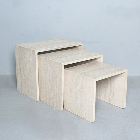 Three travertine writing tables/'Nesting Tables'. Furniture - Tables ...