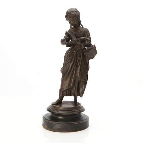 UNKNOWN ARTIST, SCULPTURE. Patinated cast metal on wooden plinth ...