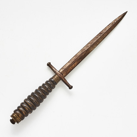 STILETTO, dagger, iron mount, rolling pin in ebony with cut and twisted ...