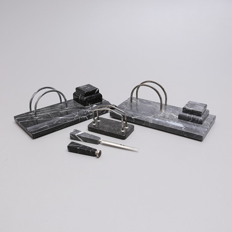 A 5-piece marble desk set, 20th century. Miscellaneous - Miscellaneous ...