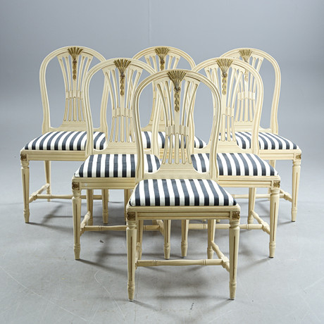 STOLAR, 6 stycken, " Axet", Gustaviansk stil, 1900-talets andra hälft ...