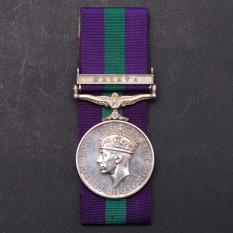 A GEORGE VI GENERAL SERVICE MEDAL 1918-1962 WITH MALAYA CLASP TO THE ...