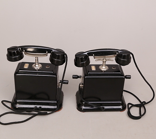 TABLE PHONES, 2 pcs, black bakelite, early 20th century. Miscellaneous ...