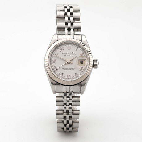 ROLEX 'DATEJUST', steel wristwatch, white gold glass ring, automatic ...