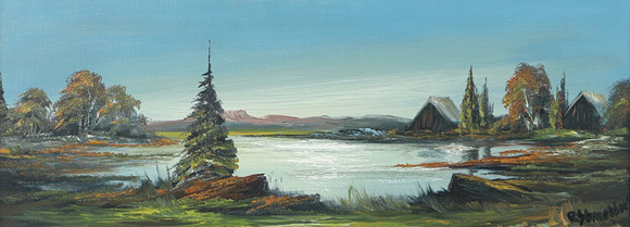 CARL JULIUS. Landscape with lake, oil on canvas, signed R Schneider ...