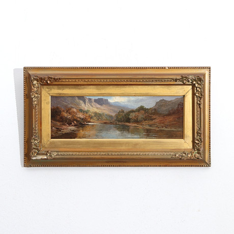 FRANK THOMAS CARTER (1853-1934). Oil painting on panel. Signed. River ...