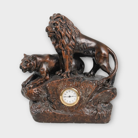 A 20th century lion table clock/sculpture. Clocks & Watches - Mantel ...