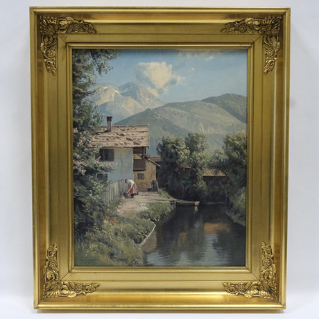 NIELS WALSETH. OIL ON CANVAS. MOUNTAIN LANDSCAPE FROM INTERLAKEN. Art ...