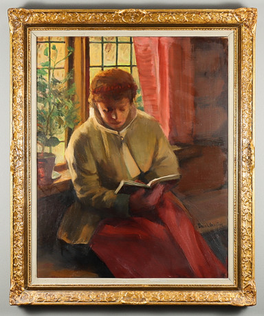 SAM UHRDIN. Oil on canvas, Reading dalkulla, signed. Art - Paintings ...