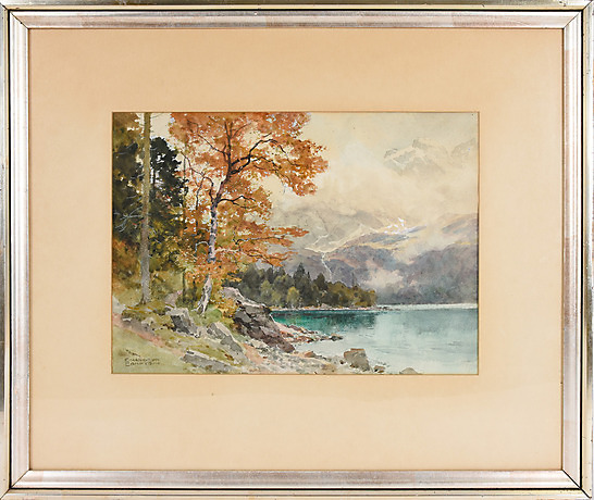 E. HARRISON COMPTON. "Autumn at the Eibsee", watercolor, sign. "E ...