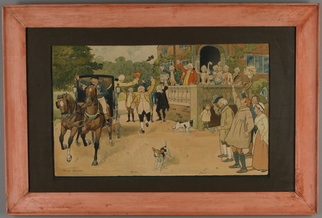 VICTOR VENNER. Abschiedsszene, Grafikdruck, gedruckte Unterschrift ...