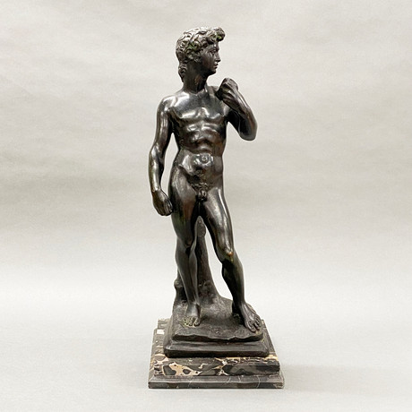 EARLY 20THC BRONZE FIGURE OF DAVID ON A MARBLE BASE. Art - Sculptures ...