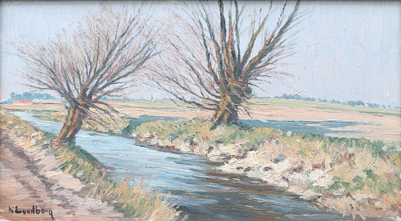 KARL LUNDBORG. Sea landscape at Gislöv, oil on canvas, signed. Art ...