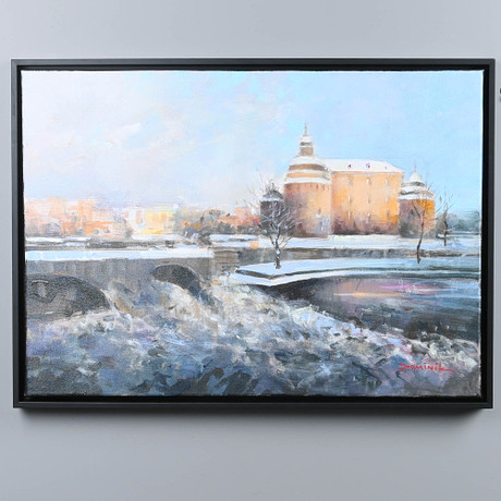 DOMINIK PAWLOWSKI. BACKGAMMON. ÖREBRO CASTLE. Oil on canvas. Signed ...