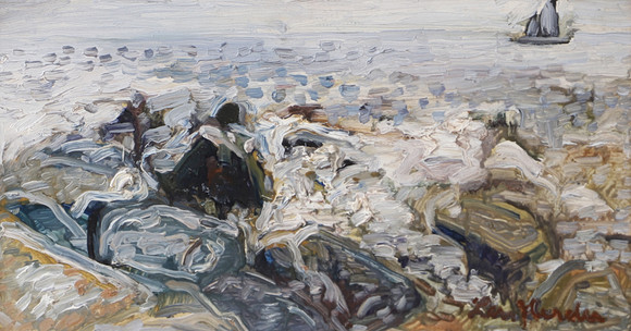 LARS HERDER. Coastal lot, oil on panel, signed. Art - Paintings - Auctionet