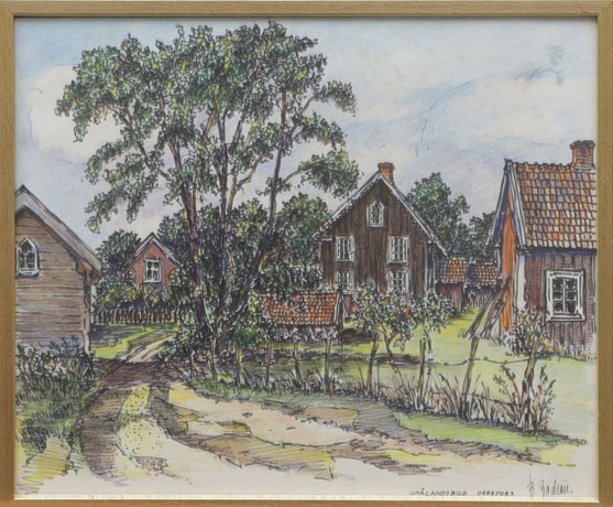 BERT ZEDRÉN. DRAWING, blank technology, Orrefors, signed. Art ...